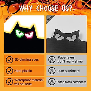 16Pcs Halloween Decorations Scary Black Bat with Glowing Eyes Hanging Decor Party Decor for Home Yard Sign Outdoor Lawn