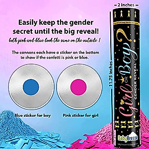 Gender Reveal Confetti Powder Cannon Biodegradable Baby Boy Blue Baby Girl Pink Gender Reveal Poppers - He or She Smoke Bomb Baby Shower Baby Party Decorations Supplies Confetti Sticks (2 Blue)