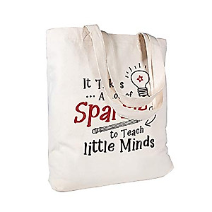 CARAKNOTS Teacher Appreciation Gifts for Women Best Teacher Gifts Teacher Birthday Gifts Teacher Tote Bag Canvas Ivory Bag Set of 2