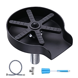 Bottle Washer for Kitchen Sink: iVIGA Matte Black Glass Rinser - Stainless Steel Cup Rinser Bottle Cleaner - Bar Glass Quick Automatic for Baby Bottle with Cleaning Brush