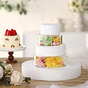 Weysat 2 Pcs Acrylic Fillable Cake Stand 7 Inch and 4.7 Inch Clear Cake Riser Round Cake Tier Decorative Cylinder Stand for Wedding Birthday Party(7''D x 2''H, 4.7''D x 2''H)