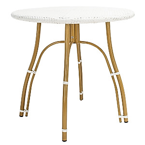SAFAVIEH PAT4011C Outdoor Kylie White Rattan Bistro Table