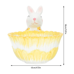 Amosfun Ceramic Food Bowl Easter Bunny Candy Dish Ceramic Easter Basket Easter Ceramic Rabbit Bowl Rabbit Salad Bowl Bunny Shaped Bowl Easter Party Tableware Breakfast Bowl