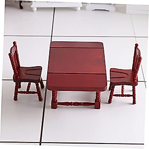 Housoutil 1 Set Folding Table and Chair Set Book Shelf Decor Kids Folding Table and Chairs Kids Mini Toys Mini Living Room Set Furniture Sets Dollhouse Furniture Set Mini Desk Furniture