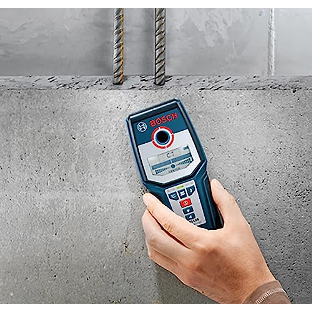 BOSCH GMS 120 Wall Scanner with Modes for Wood, Metal, and Live Wiring, Includes 9V Battery, Hand Strap, & Pouch