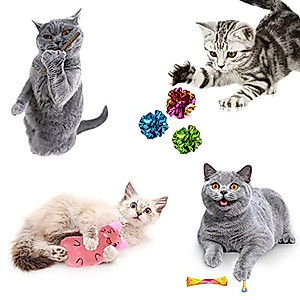 34Pcs Cat Toys Kitten Toys,Interactive Cat Toys Set with Collapsible Cat Tunnels Tent for Indoor Cats,Retractable Cat Wand Toys Catnip Toys Cat Feather Teaser Fluffy Mouse Crinkle Balls for Cat,Kitty