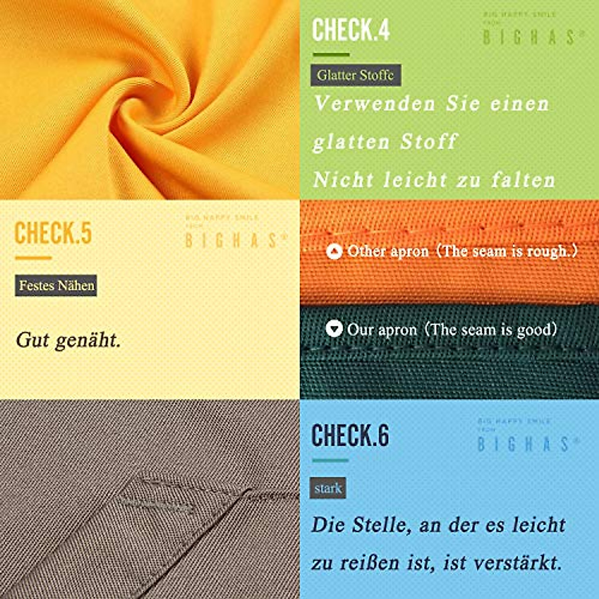 BIGHAS Adjustable Bib Apron with Pocket Extra Long Ties for Women Men, 18 Colors, Chef, Kitchen, Home, Restaurant, Cafe, Cooking, Baking (White)