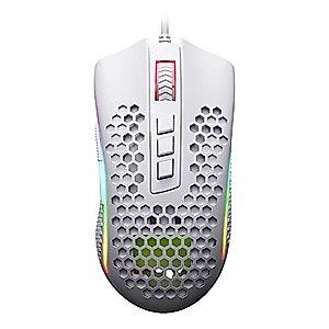 Redragon M808 Storm Lightweight RGB Gaming Mouse, 85g Ultralight Shell - 12,400 DPI Optical Sensor - 7 Programmable Buttons - Precise Registration - Super-Lite Cable - White