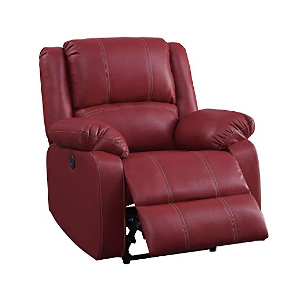 Acme Furniture PU Upholstered Power Recliner with USB Port, Red