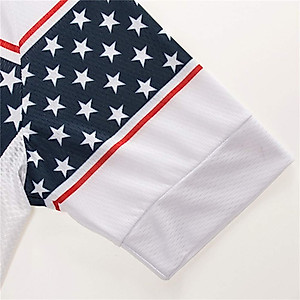 JPOJPO USA Cycling Jersey Men Short Sleeve Biking Bike Shirts Summer American Bicycle Tops with 3 Pockets,Reflective
