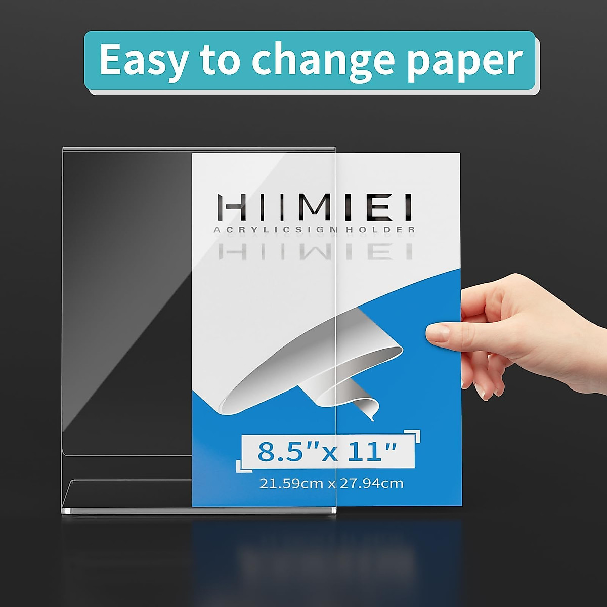 HIIMIEI Acrylic Slant Sign Holder 8.5x11 6 Pack, Plastic Table Menu Display Stand Holder, Plexi Single Ad Frame for Restaurants,Hotels,Stores