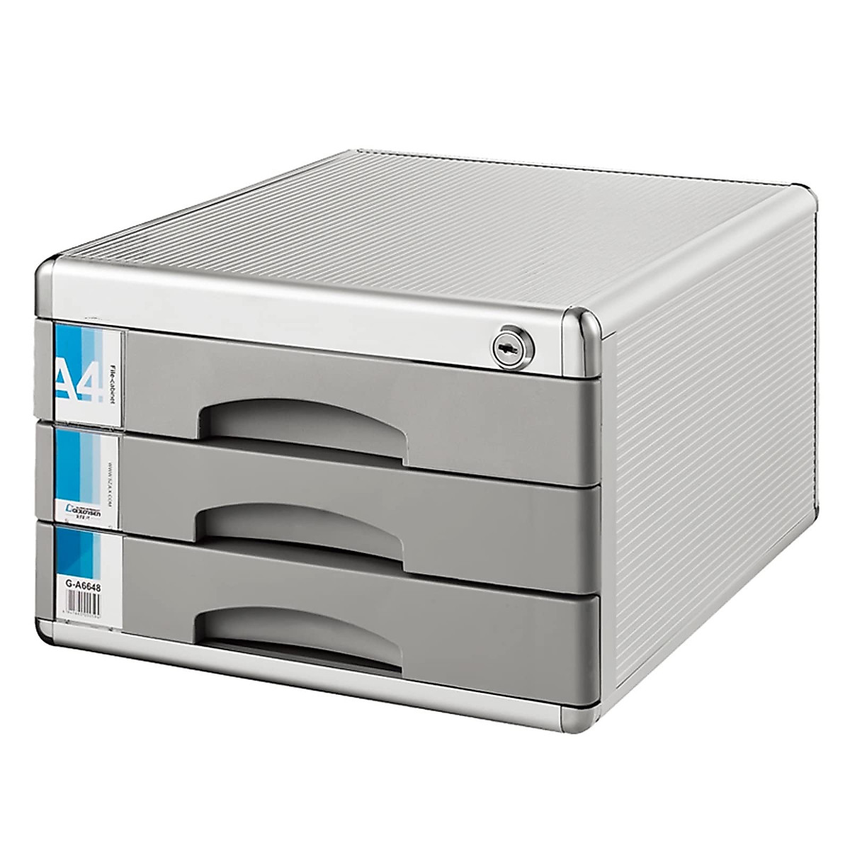 LEYT Flat File Cabinet Storage, Desktop Drawer Cabinet, 3 Drawers Aluminum Alloy Storage Drawers Desk Storage, A4 Office Box with Lock.