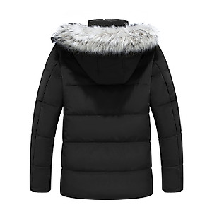 WenVen Men's Winter Puffer Coat Warm Outwear Jacket with Detachable Hood(Black,3XL)