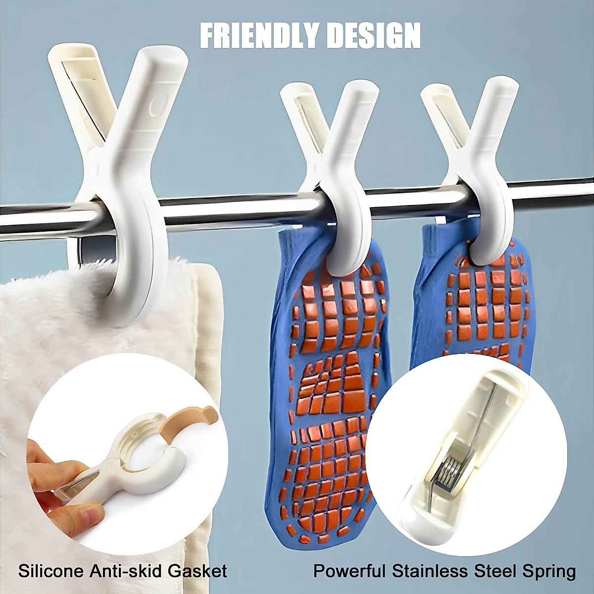 Beach Towel Clips Heavy Duty, Towel Clip for Beach Sun Loungers Pool Chairs Cruise, Large Clothes Pins Windproof Laundry Hanging Pegs Outdoor