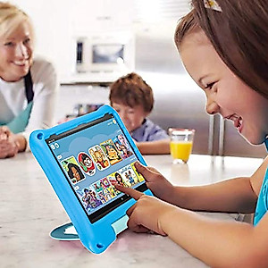 Fire HD 10 Tablet Case (2021 Release, 11th Generation) Oqddqo Amazon Kindle 10 Plus Case for Kids Specially Strengthened Four-Corner Double-Layer Shock Kids 10 inch Cover with Bracket - Blue