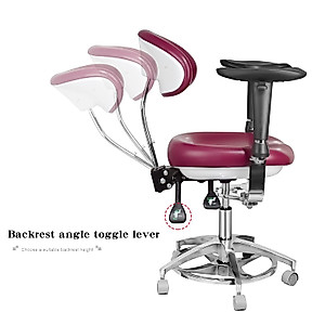 NSKI 360° Swivel Mobile Chair Dental Dynamic Seat Doctor's Stool with Armrest Foot Control PU Leather