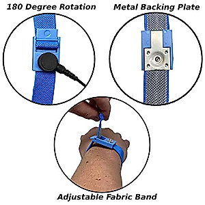 Static Care Banana Jack Outlet Plug Adapter with ESD Anti Static Wrist Strap Set 12' Coil Cord - Universal Ground 3 Prong USA Adapter