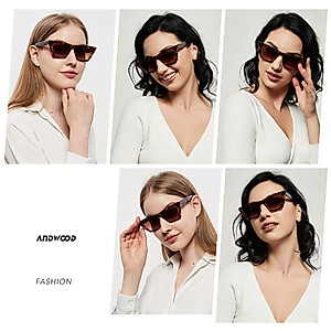 ANDWOOD Cat Eye Sunglasses for Women Polarized Cateye Frames Fashion Vintage Square Classic Retro Sun Glasses