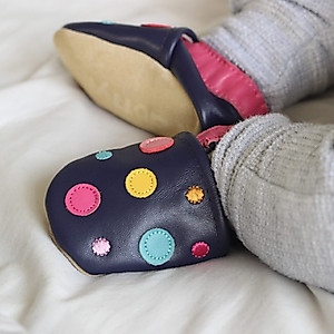 Dotty Fish Soft Leather Infant Shoes Girls pre-Walkers. Pink with Cut-Out Hearts. 6-12 Months