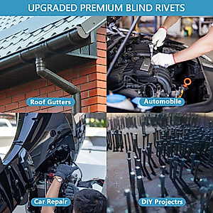 280pcs Black Pop Rivets Assortment Kit, SUVICTONG Aluminum Blind Rivets, (1/8" 5/32" 3/16") 13 Sizes Tri-fold Exploding Pop Rivet with Reinforced Label Case for Kayak Marine Boat