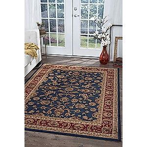 Sariya Transitional Oriental Navy Rectangle Area Rug, 5' x 7'