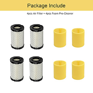 4 Pack Air Filter 591334 796031 Lawn Mower Engine Filters For 594201 797704 Replacement Plus Foam Pre-Cleaners