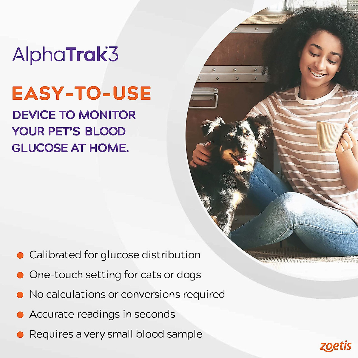 AlphaTrak 3, 8 Piece Pet Blood Glucose Monitoring Kit for Diabetic Cats, Dogs, and Horses All-in-One Solution for in-Clinic Or at Home, with Digital Results