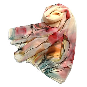 Shanlin Super Large Silk Feel Flower Floral Scarves for Women in Gift Box (Tulips-Yellow)