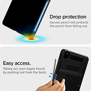Spigen Tough Armor Pro Designed for iPad Pro 11 inch Case M2 4th Generation (2022) / 3rd Generation (2021) / 2nd Generation (2020) / 1st Generation (2018) with Pencil Holder - Black