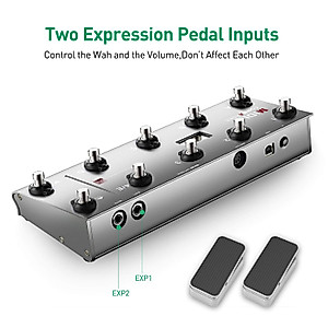 MIDI Foot Controller，MeloAudio Guitar Floor Multi-Effects Portable USB MIDI Foot Controller with 10 Foot Switches，2 Expression Pedal Jacks and 8 Host Presets