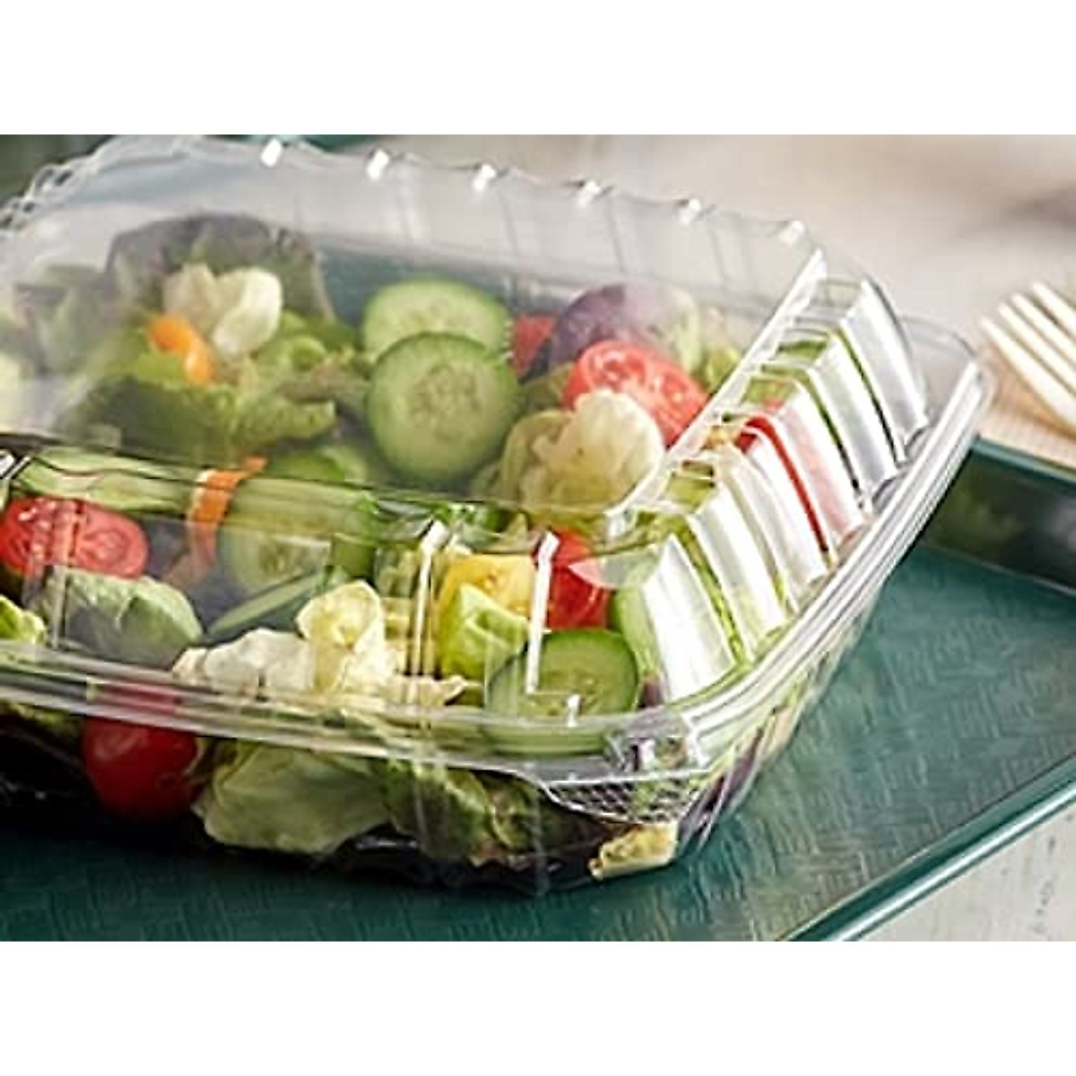 9 Inches Clamshell Plastic Clear Hinged Food Storage Containers 8.3x8.5x2.8 - Pack of 200