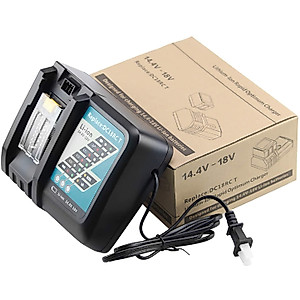 DC18RC 18V Battery Replacement Charger Compatible with Makita 14.4V-18V LXT Battery Lithium-Ion BL1815 BL1830 BL1840 BL1845 BL1850 BL1430 BL1440 BL1450 BL1860