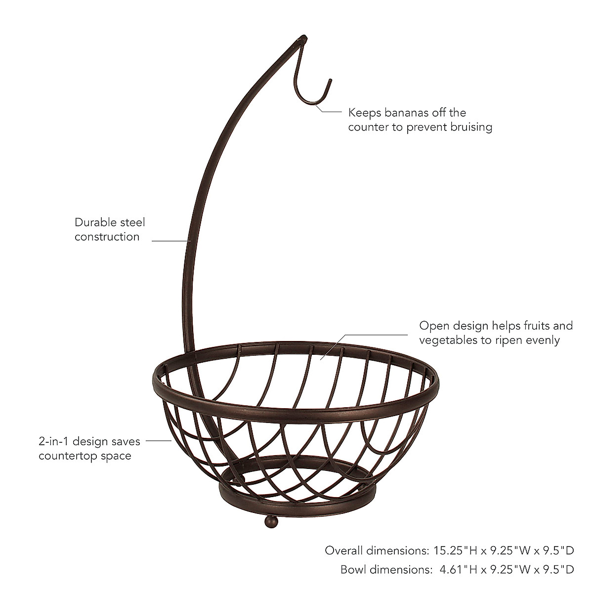 Spectrum Diversified Ashley Small Fruit Tree & Basket Kitchen-Hanging, Bronze