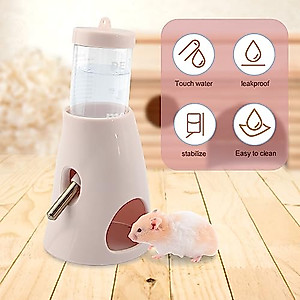 CALIDAKA 2 Pcs 80 ml Hamster Water Bottle Set, 1 Freestabding Waterer and 1Cage Hanging Waterer, No Drip Gerbil Water Feeder, for Hamster Gerbils Mice Degus Hedgehog Small-Sized Pet(Pink)