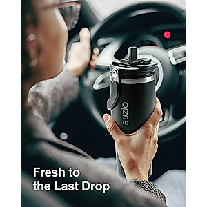 BUZIO 30 oz Tumbler with Handle, Insulated Tumbler with 2-in-1 Lid and Straw, Stainless Steel Vacuum Insulated Iced Coffee Tumbler Cup Water Bottle for Water, Iced Tea or Coffee, Smoothie