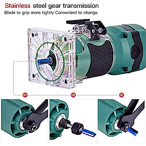 Mootikar Compact Wood Palm Router Tool Hand Trimmer Woodworking Joiner Cutting Palmming Tool 30000R/MIN 800W 110V with 12PCS 1/4" Router Bits