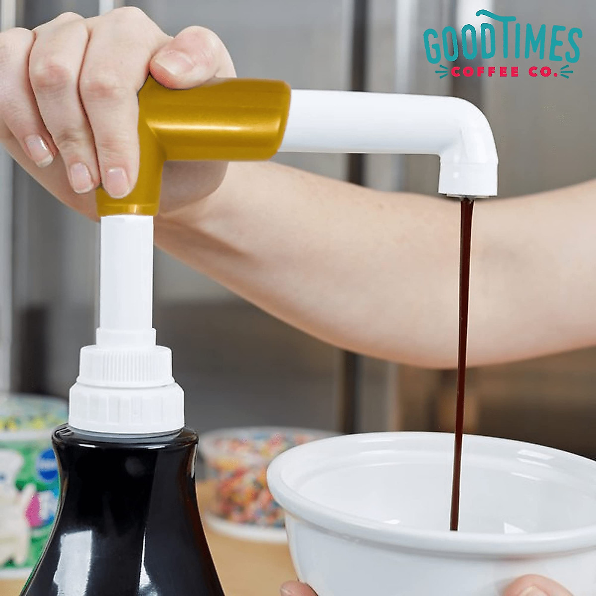 Sauce Pump Dispenser for Ghirardelli Bottles (Pack of 2), Fits 87.3 to 90.4 Ounce Bottles