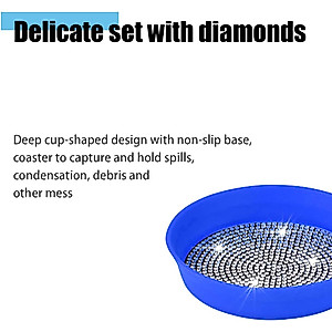 zipelo Bling Car Cup Coaster, 2 Pack Universal Vehicle Anti-Slip Cup Holder Insert Coasters, Crystal Rhinestone Silicone Shockproof Drink Mat, Car Interior Accessories (Blue/White Crystal)