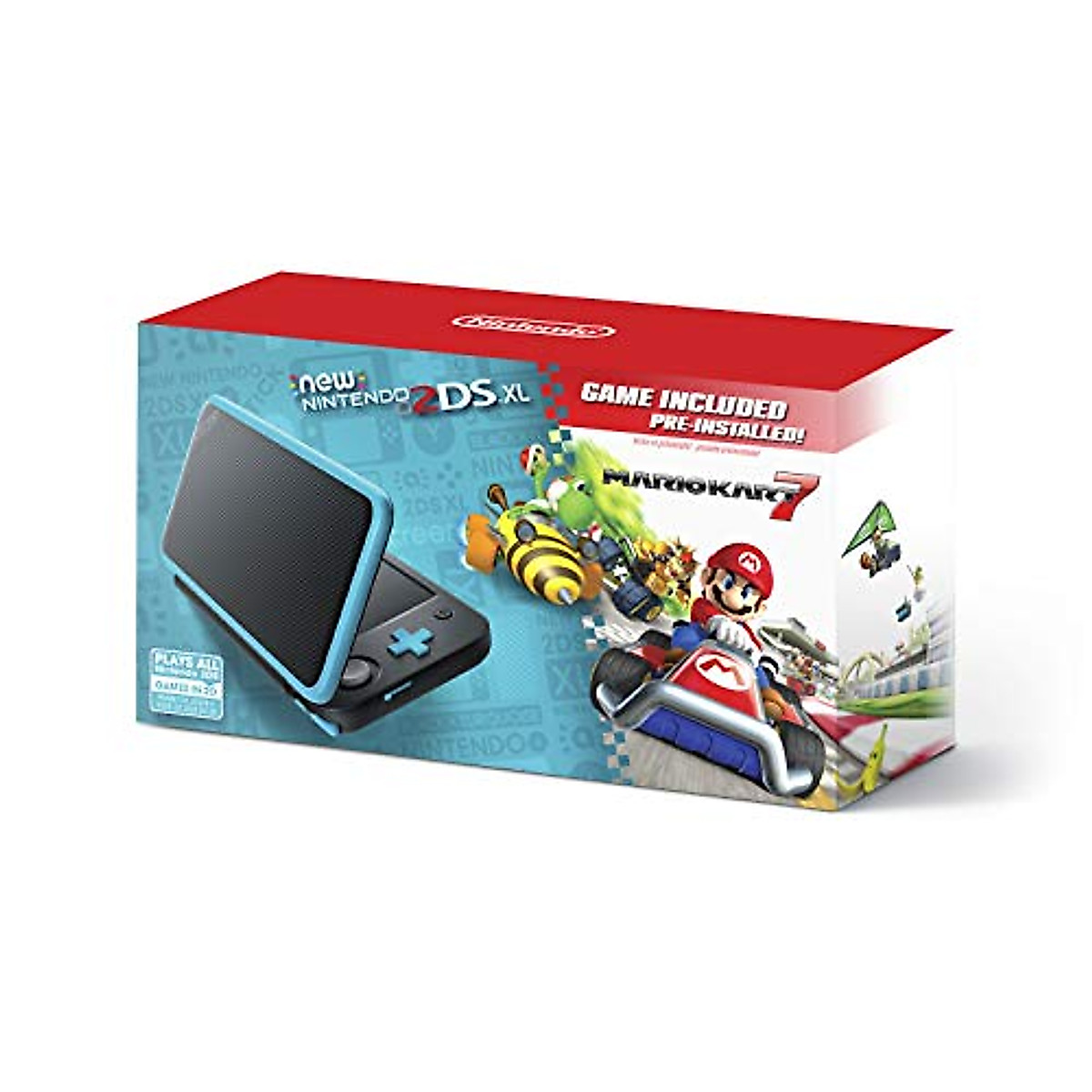 New Nintendo 2DS XL - Black + Turquoise With Mario Kart 7 Pre-installed - Nintendo 2DS