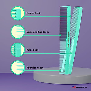 Allegro Combs #420 Hair Combs Barber Comb Beard Comb Combs For Women Mustache Comb Pocket Comb Set 12 Units