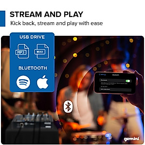 Gemini Sound GEM-08USB - 8-Channel Bluetooth Audio Mixer, Professional Compact DJ Mixer with USB Playback, Phantom Power, 3-Band EQ, and Adjustable FX