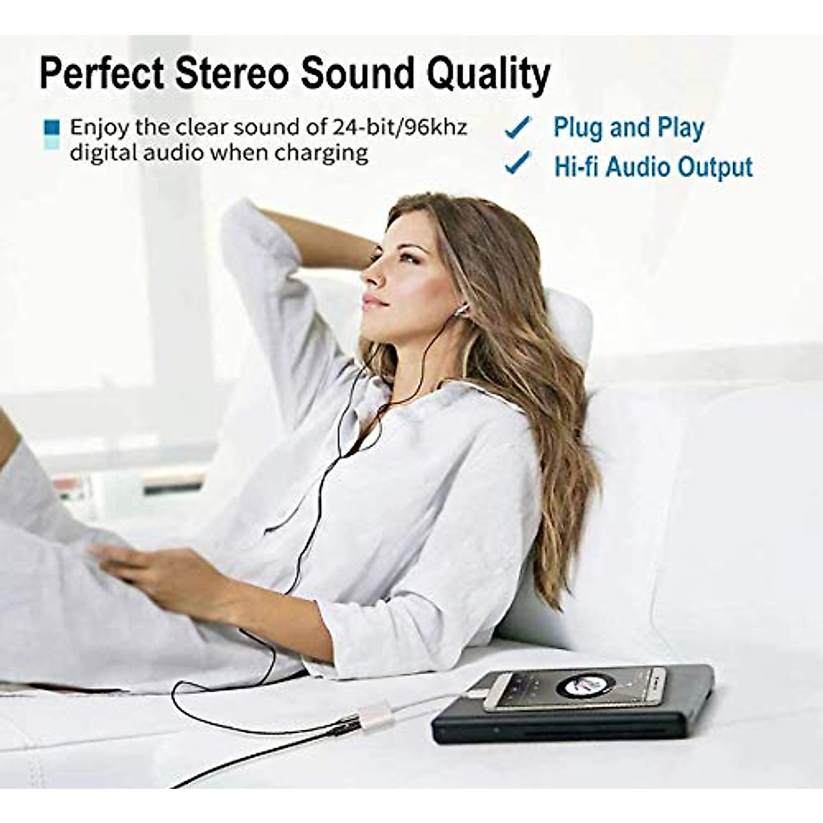 Real-EL, Lightning to Headphone Adapter 3.5mm Jack Headphone Adapter 3 in 1 Earphone and Charging Splitter for iPhone 1211SEXSXRX87 and iPad