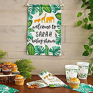 Sparkle and Bash Custom Safari Baby Shower Decorations Canvas Welcome Sign with Sticker Sheets (3 Pieces)