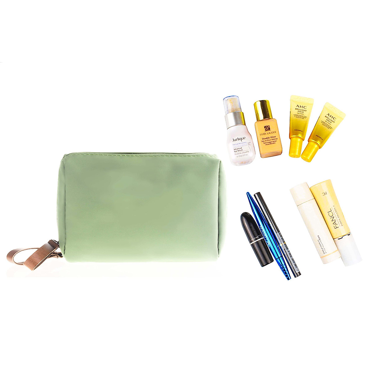 Kososuru Small Makeup Bag for Purse Portable Waterproof Cosmetic Bag Travel Makeup Pouch for Women (Green, Square)