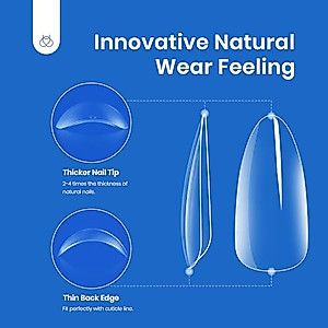 Beetles Gel Nail Kit Soft 500Pcs Medium Almond Pre Shaped Clear Full Cover False Nails for Gel Art Polish Soak Off Lamp Easy Nail Extensions Acrylic Fake Nails False Press on Nail Tips