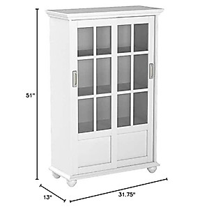 Ameriwood Home Aaron Lane Bookcase with Sliding Glass Doors, White