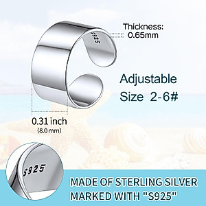 ChicSilver 925 Sterling Silver Toe Ring Womens Toe Ring Hypoallergenic Simple Minimalist 8mm Wide Toe Band Ring Women Beach Foot Jewelry Gifts for Mom Wife
