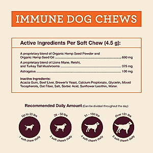 Hemp Well Immune - Allergy Support Dog Soft Chews - Long Lasting Relief for Seasonal Dog Allergies and Itching - Supports Healthy Skin and Immune System - Gut Health - Organic (30)