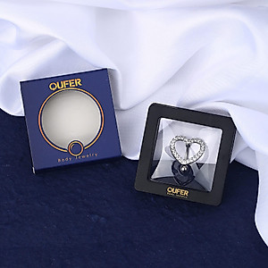 OUFER 16mm Belly Button Rings, Heart Reverse Navel Rings, Paved CZ Crystal Belly Piercing Jewelry, 14G Surgical Steel Curved Barbells for Women