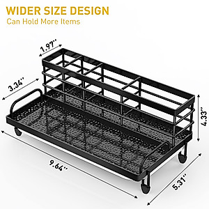 Cisily Sponge Holder Kitchen Sink Caddy Organizer, Rustproof Sponge Holder for Kitchen Sink, Non-Slip Soap Dish Dispenser Brush Holder Storage, Home & Kitchen Essentials Accessories（Matte Black）